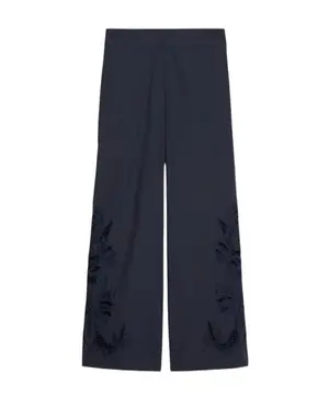 IBLUES Embroidered Cotton Trousers - Navy