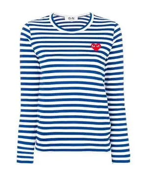 Play Comme Des Garcon Comme Des Garçons Play Striped Long-sleeved T-shirt - Blue
