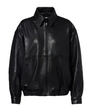 Nour Hammour Long-sleeved Leather Jacket - Black