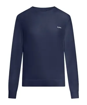 A.p.c. Logo Embroidered Crewneck Jumper - Blue