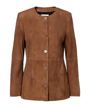 Nour Hammour Long-sleeved Leather Jacket - Brown