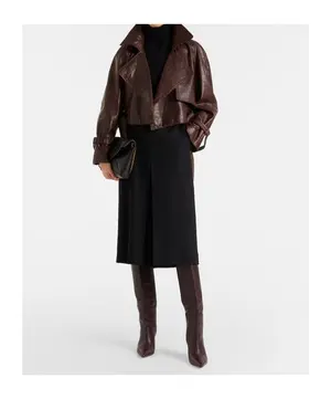 Nour Hammour Long-sleeved Leather Jacket