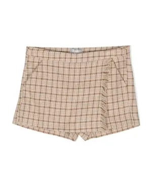 IL GUFO Checked Fringe Detail Short