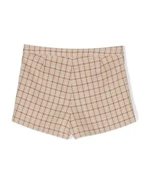 IL GUFO Checked Fringe Detail Short