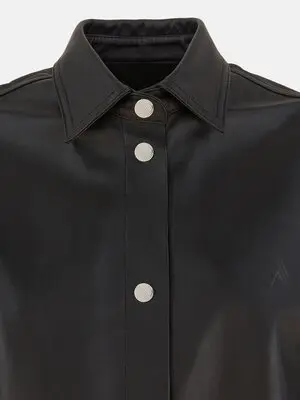 Attico Long-sleeved Leather Shirt With Lapels And Slits