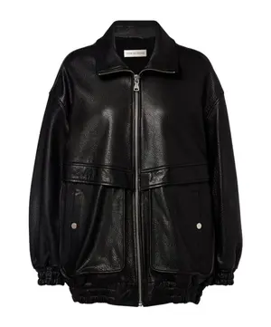 Nour Hammour Long-sleeved Leather Jacket - Black