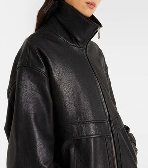 Nour Hammour Long-sleeved Leather Jacket - Black