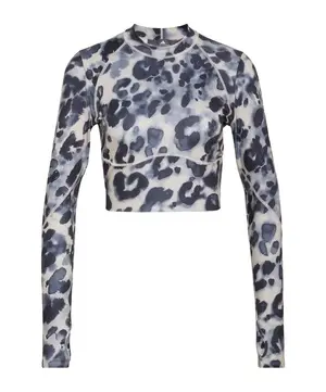 Adidas By Stella McCartney Animal-pattern Compression Top - Beige/black