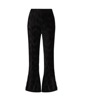 GANNI Plissé Flared Trousers - Black
