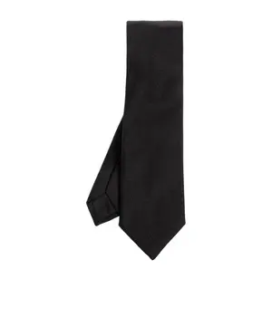 Givenchy Logo Embroidered Silk Neck Tie - Black