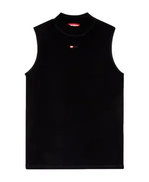 DIESEL® Mock Neck Ribbed Tank Top - Black