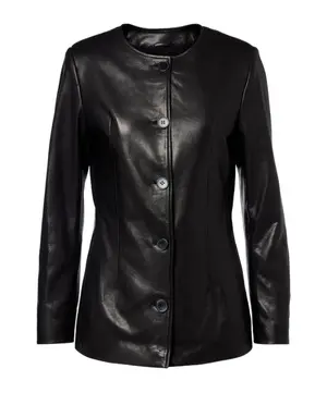 Nour Hammour Long-sleeved Leather Jacket - Black