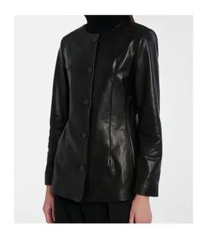 Nour Hammour Long-sleeved Leather Jacket