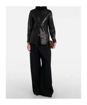 Nour Hammour Long-sleeved Leather Jacket