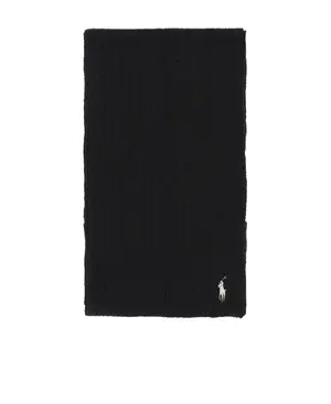 Polo Ralph Lauren Pony Embroidered Cable-knit Scarf - Black