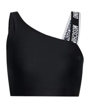 Moschino One-shoulder Logo Performance Top - Black