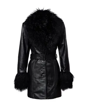NILI LOTAN Sefa Lace-up Leather Jacket - Black