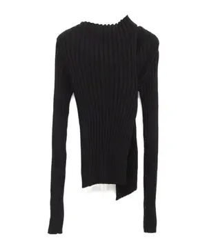 Paloma Wool Asymmetric Ribbed Sweater With Back Button Closure - Black