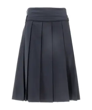 Vivetta Pleated Midi Skirt With Belt Loop - Black