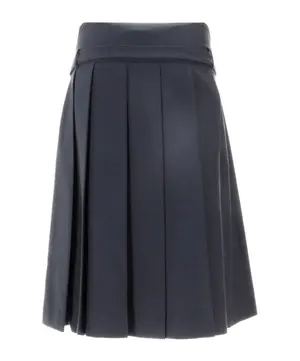 Vivetta Pleated Midi Skirt With Belt Loop - Black