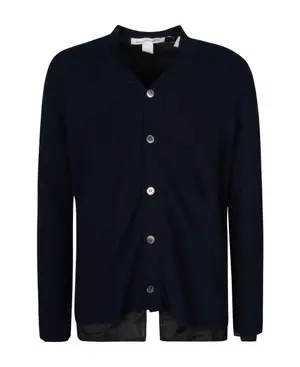 Comme Des Garçons Ribbed Buttoned Cardigan - Black