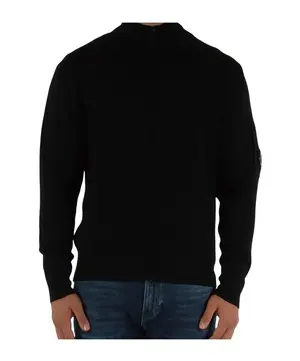 C.P. COMPANY Lens Detailed Half-zip Knit Jumper - Black