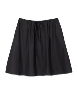 DUNST Lace-trimmed Drawstring Midi Skirt - Black
