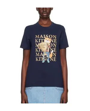 Maison Kitsuné Round-necked Logo T-shirt