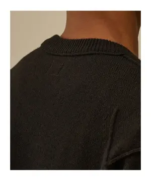 C.P. COMPANY Lambswool Crewneck Lens Jumper - Black
