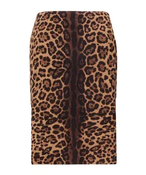 Lela Rose Leopard-print Midi Pencil Skirt - Brown