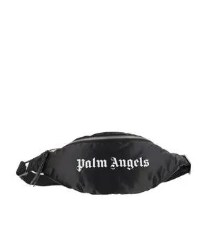 Palm Angels Logo Printed Zipped Belt Bag - Black