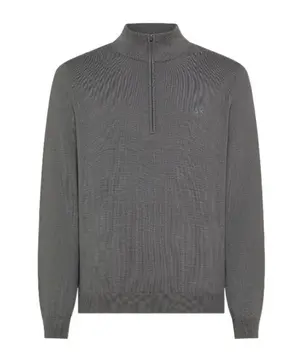 SUN 68 Everyday Half Zip Knitted Sweater - Dark Gray