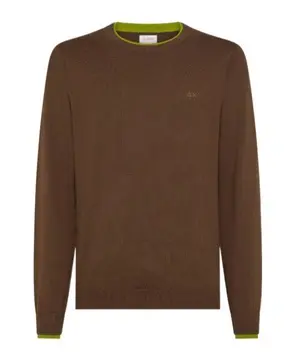 SUN 68 Contrast Trim Knitted Sweater - Brown