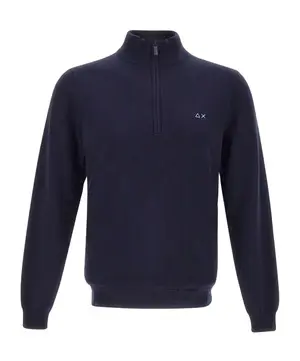 SUN 68 Everyday Half Zip Knitted Sweater - Black