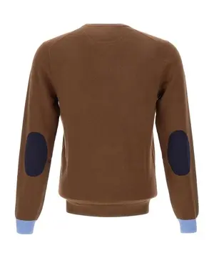 SUN 68 Contrast Elbow-patch Knitted Sweater