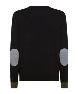 SUN 68 Elbow Patch Crew Neck Knitted Sweater