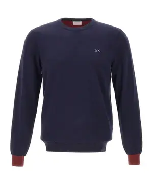 SUN 68 Contrast Elbow-patch Knitted Sweater - Black