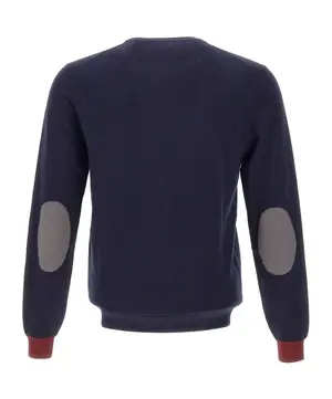 SUN 68 Contrast Elbow-patch Knitted Sweater