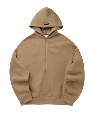 Fear Of God Long Sleeve Half-zip Hooded Sweatshirt - Dune