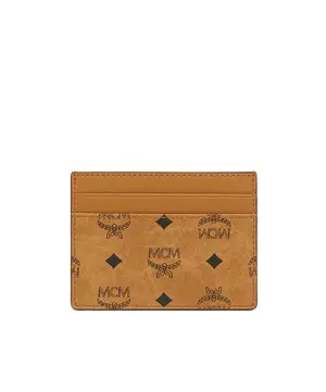 Mcm Aren Visetos Card Holder - Cognac