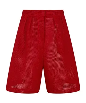 THE FRANKIE SHOP Marfa' Mesh Pleated Bermuda Shorts - Red