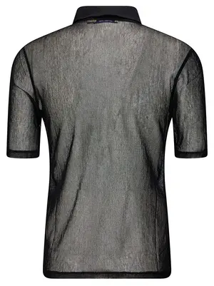 Paloma Wool Sheer Polo Top With Button Placket And Short Sleeves - No