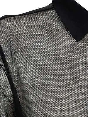 Paloma Wool Sheer Polo Top With Button Placket And Short Sleeves - No