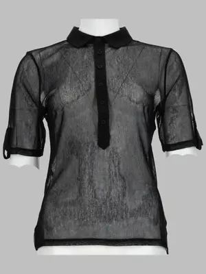 Paloma Wool Sheer Polo Top With Button Placket And Short Sleeves - No