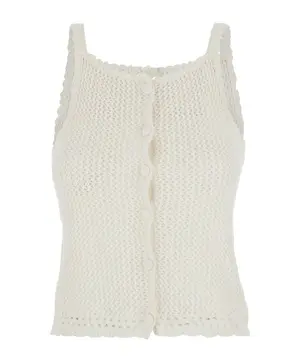 DUNST Crochet Buttoned Tank Top - Ivory