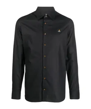 VIVIENNE WESTWOOD Orb Embroidered Long-sleeved Shirt - Black