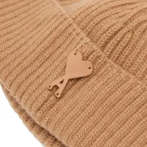 Ami Ribbed Logo Beanie Hat