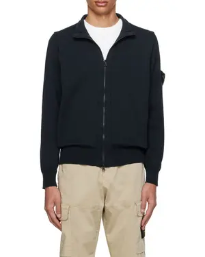 Stone Island Logo Patch Zipped Jumper