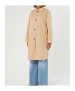 Marella Water-repellent Gabardine Raincoat With Embroidered Collar