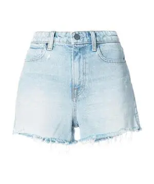 Alexander Wang High Waisted Frayed Denim Shorts